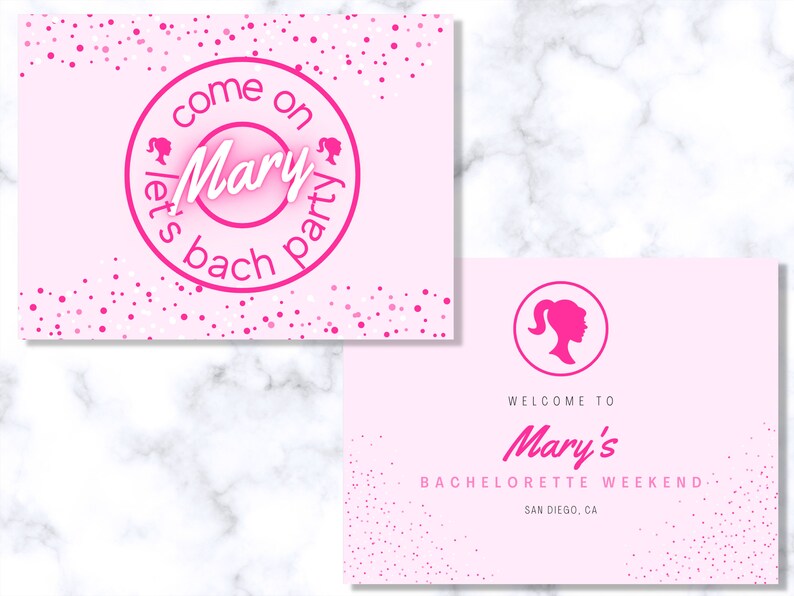 Barbie Themed Bachelorette Party Welcome Signs Two Pretty - Etsy