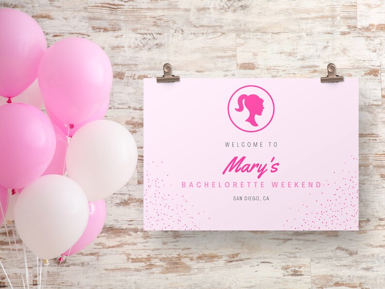 Barbie Themed Bachelorette Party Welcome Signs Two Pretty - Etsy