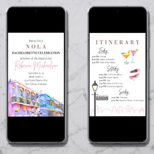 New Orleans, NOLA Bachelorette Weekend Invitation and Itinerary Canva ...