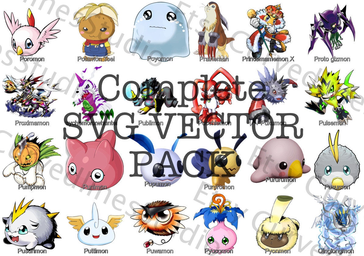 Premium Digimon SVG Clipart Collection O to Q Digital - Etsy