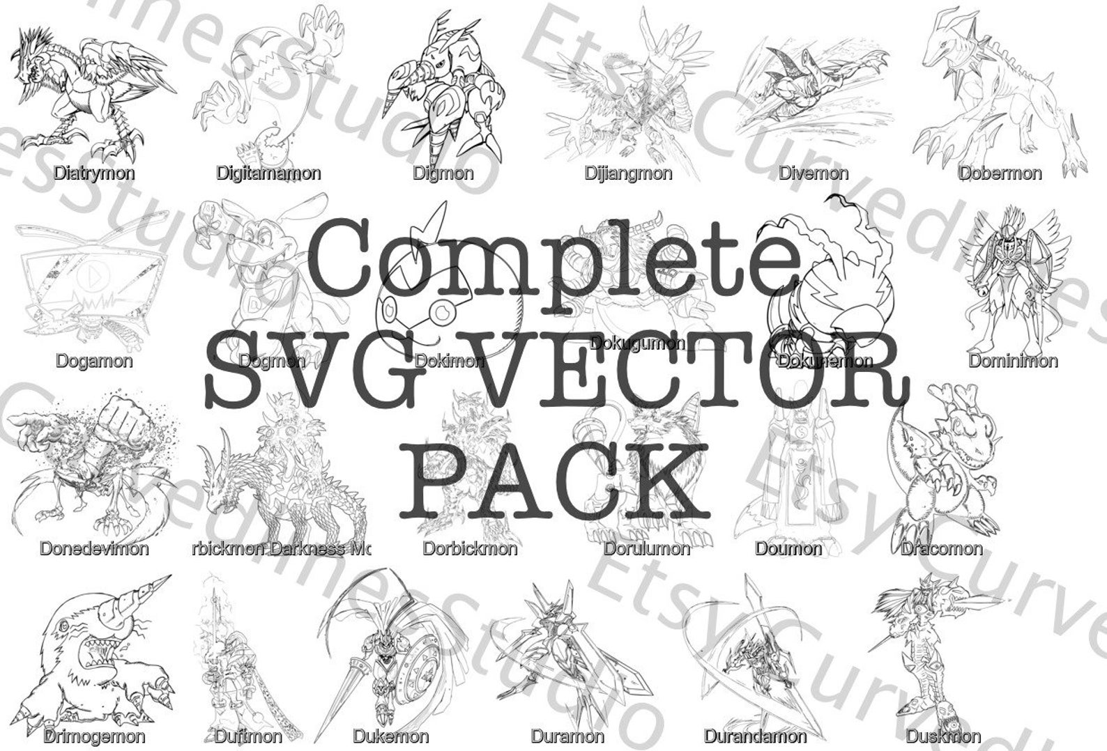 Premium Digimon SVG EPS Collection C to E Digital Download - Etsy