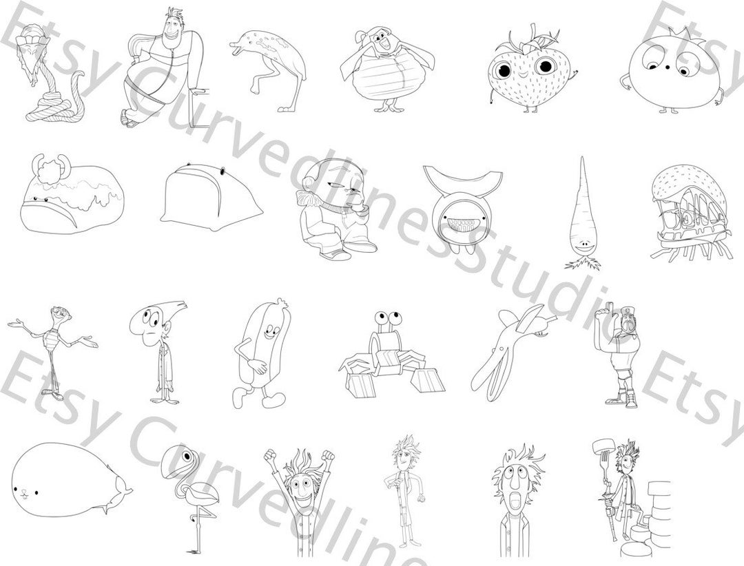 Cloudy Meatballs SVG PNG EPS File for Cricut, Banner, Coloring Page ...