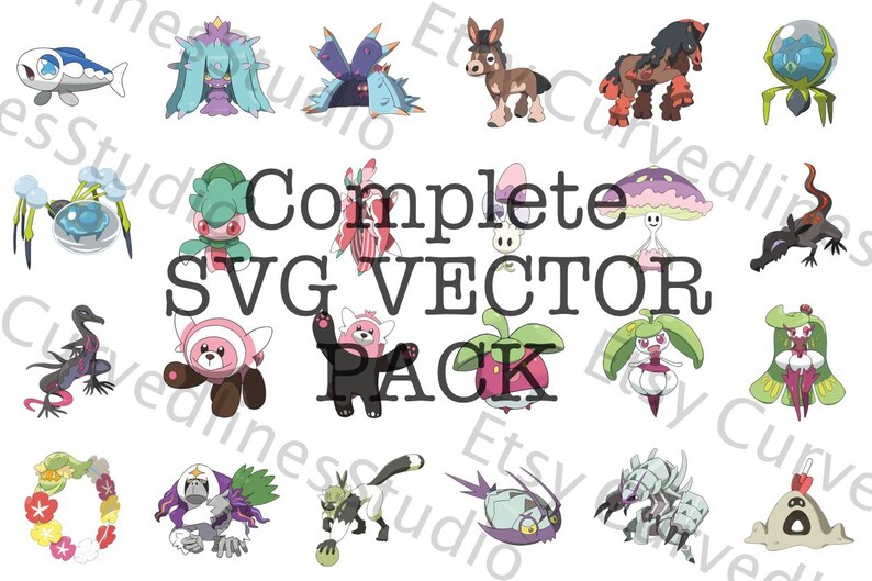Pokemon Complete 7th Gen SVG Clipart Vector File for Cricut, Banner ...