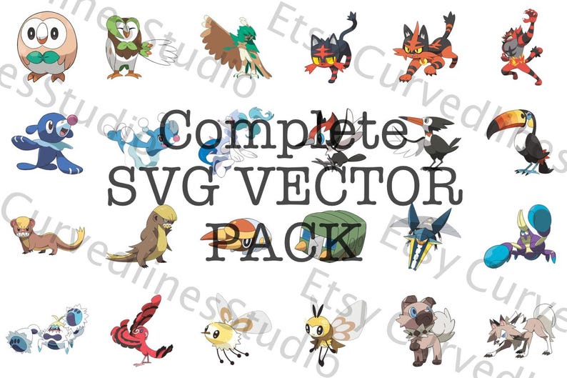 Pokemon Complete 7th Gen SVG Clipart Vector File for Cricut, Banner ...