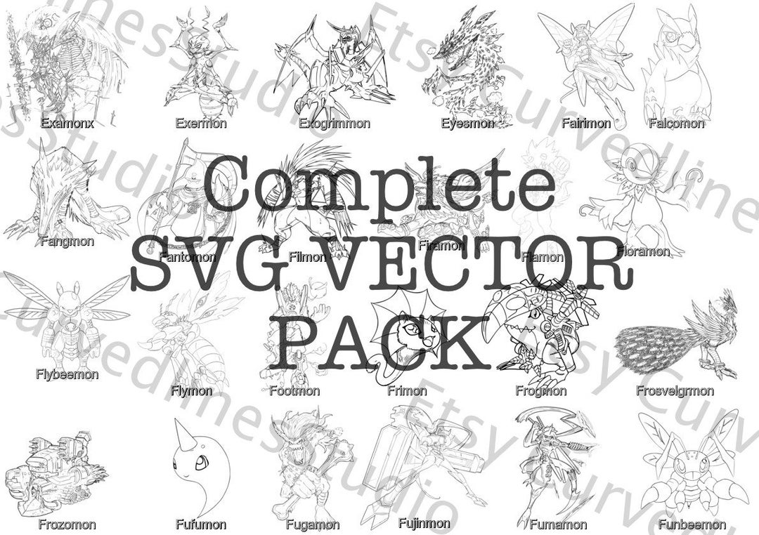 Premium Digimon SVG EPS Collection E to G Digital Download - Etsy