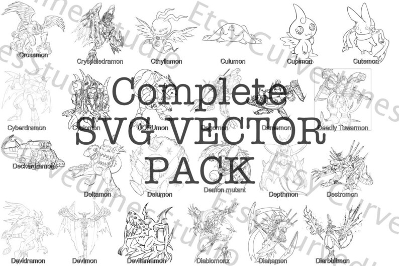 Premium Digimon SVG EPS Collection C to E Digital Download - Etsy