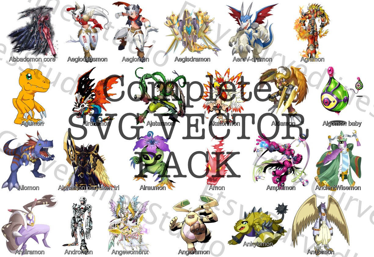 Premium Digimon SVG Clipart Collection A to B Digital - Etsy