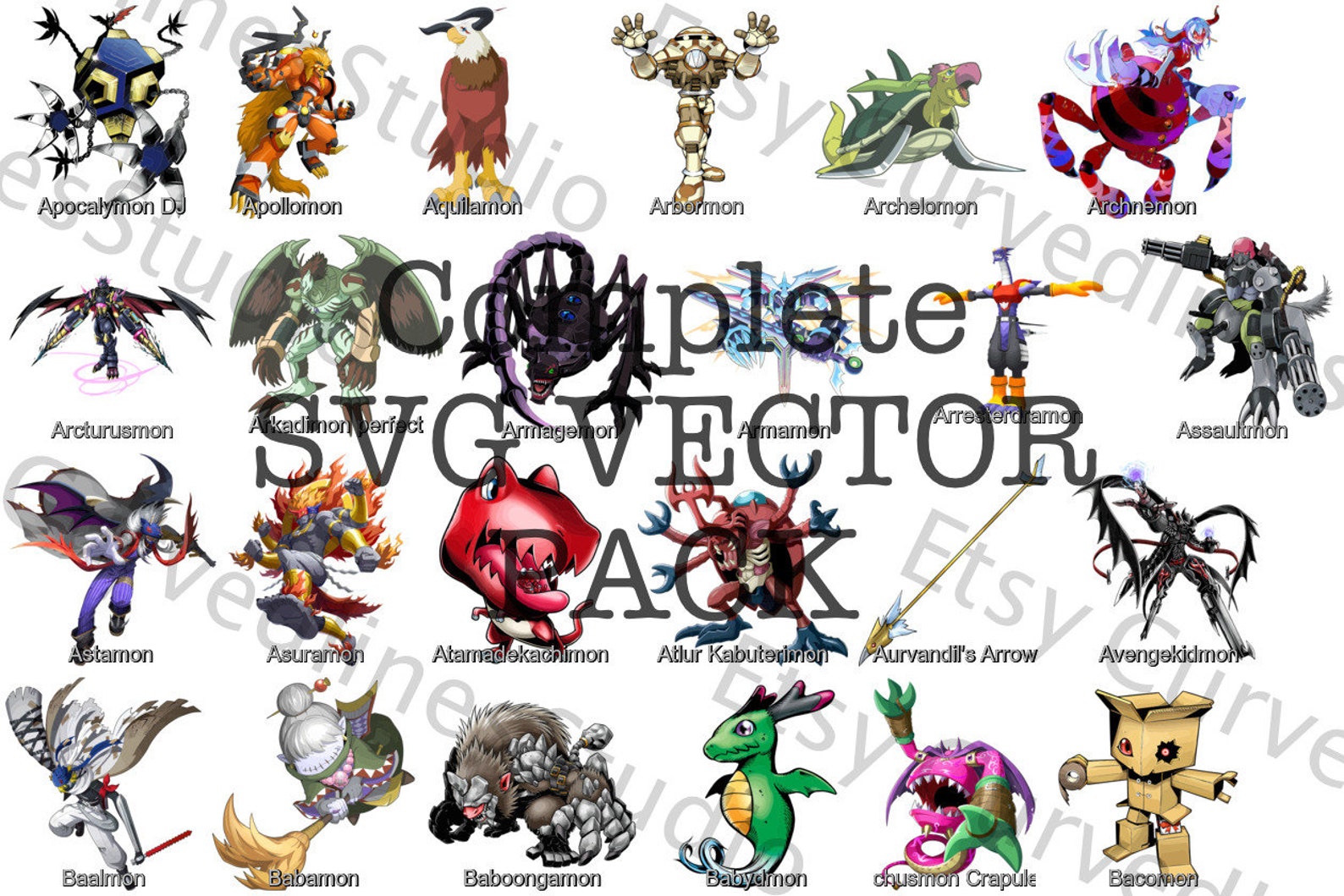 Premium Digimon SVG Clipart Collection A to B Digital - Etsy