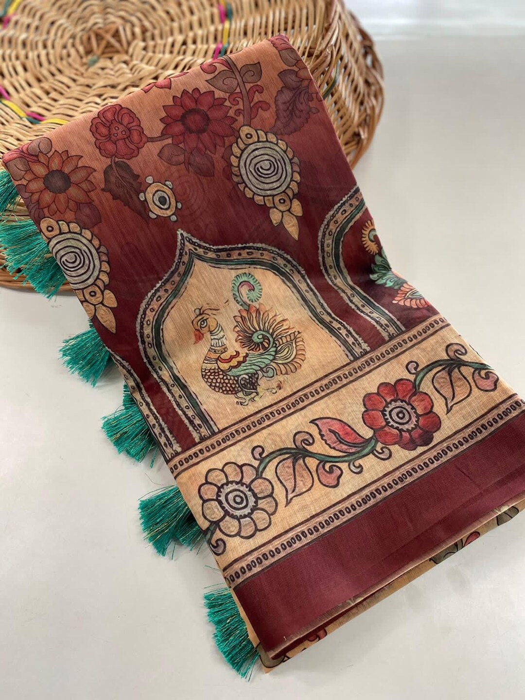 Beautiful Kalamkari Digital Printed Saree - Etsy