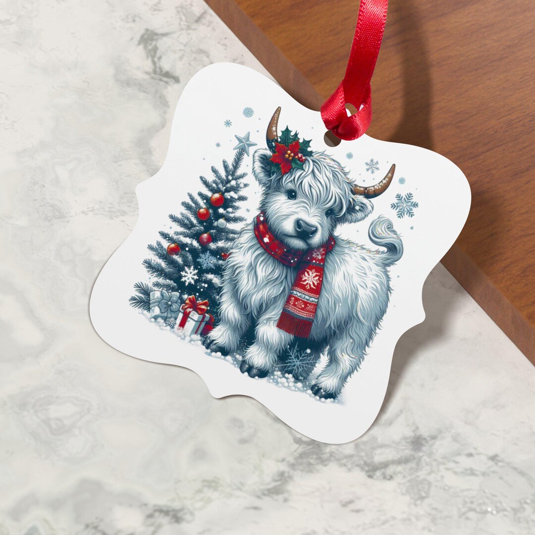 Cute Highland Cow Christmas Ornament, Holiday Decor Animal Ornament ...