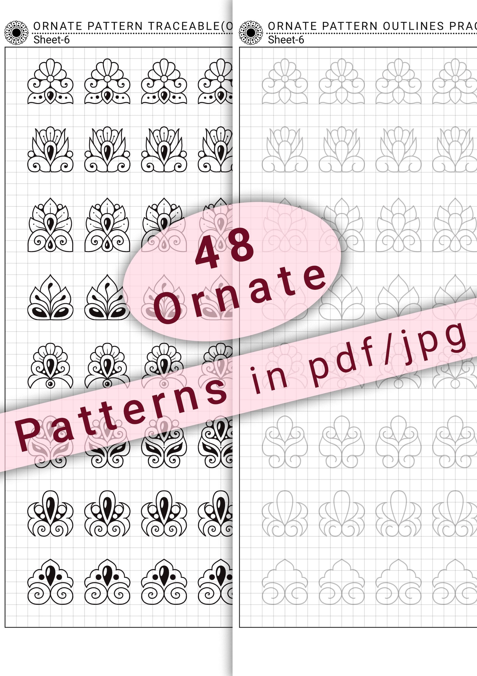 Easy Basic Mandala Ornate Pattern Designs in PDF/JPG for Outline ...