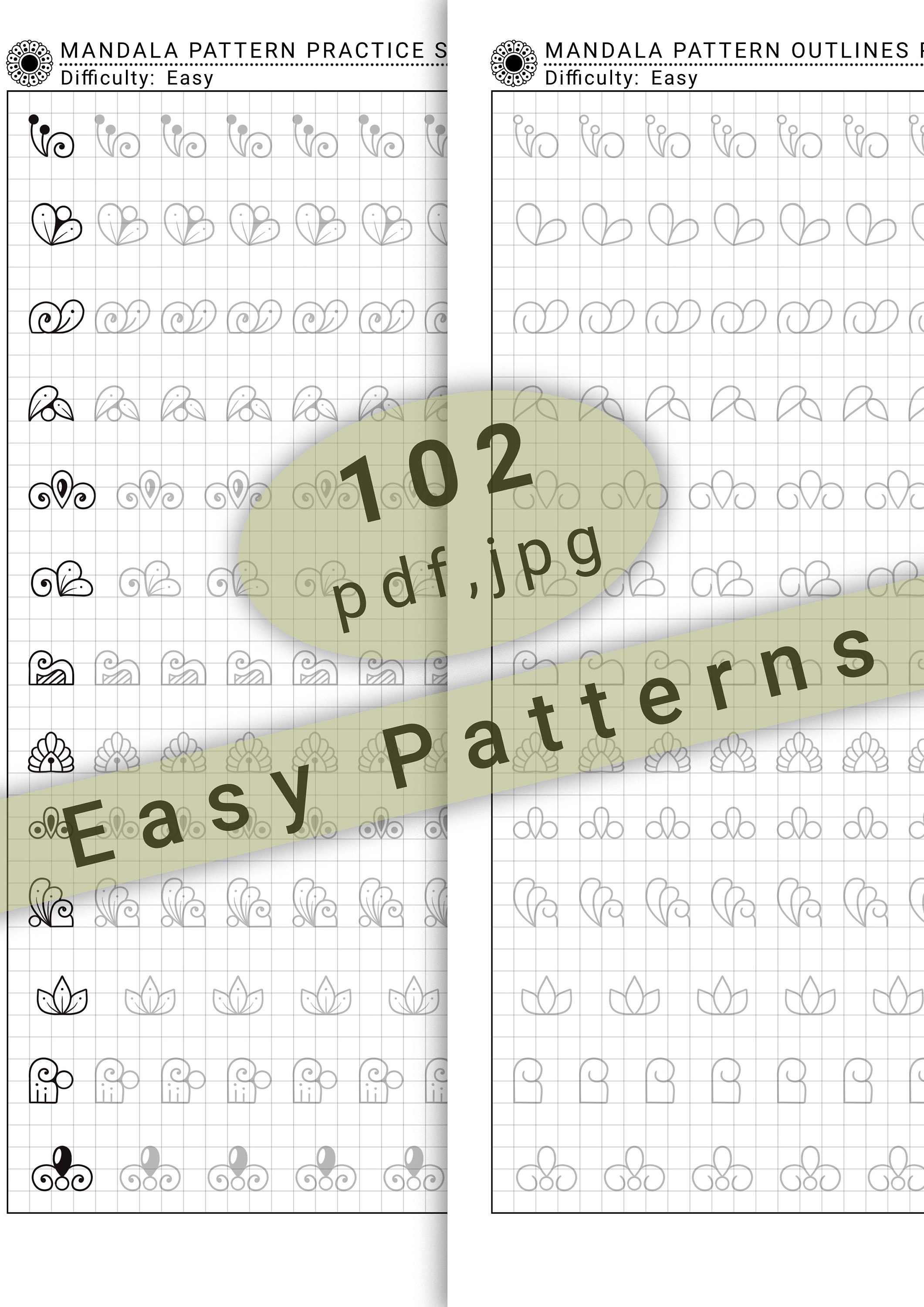 102 Easy Basic Mandala Patterns to Practice in PDF/JPG for Mandala ...