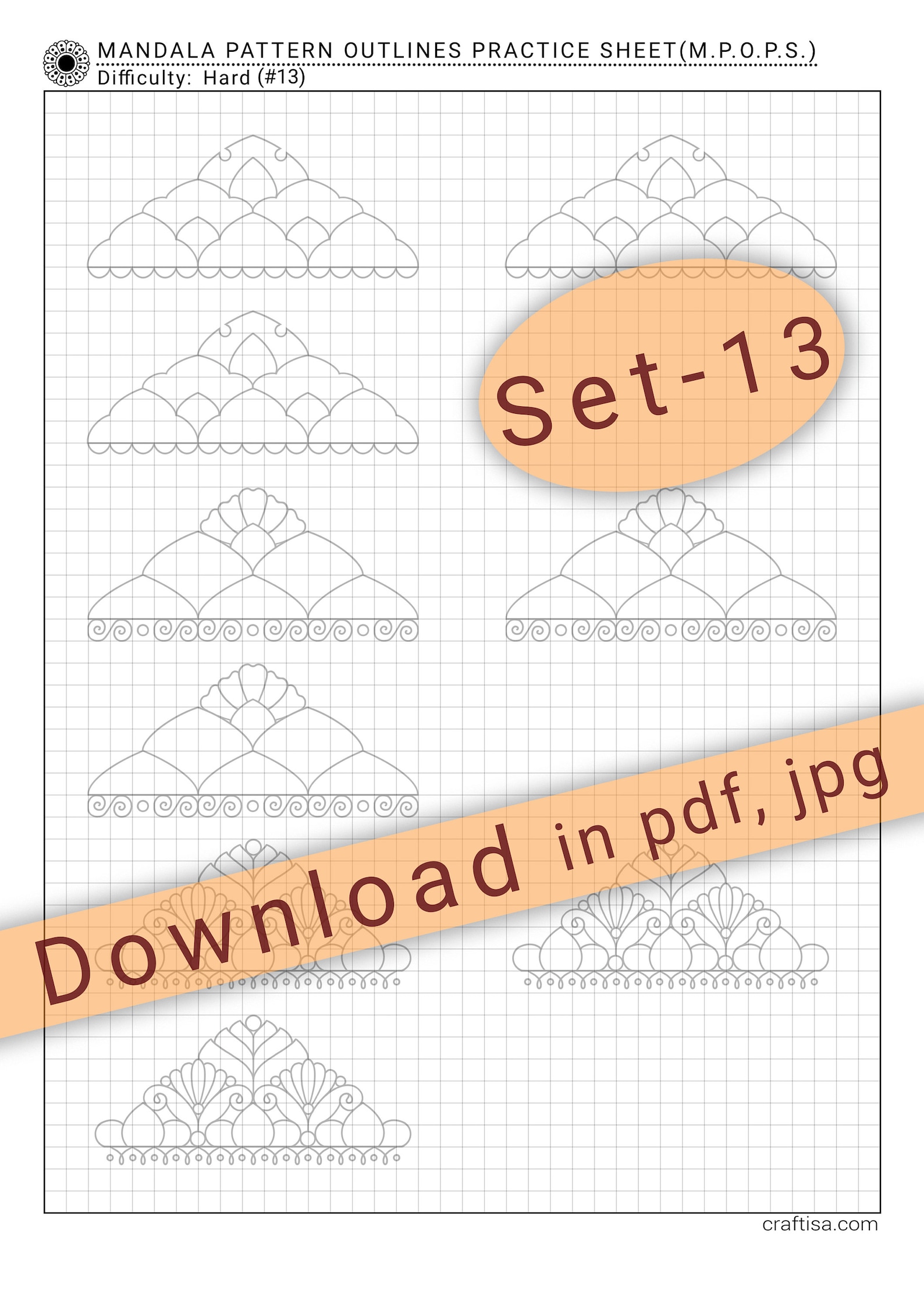 8 Mandala Practice Sheets (set-13) in PDF/JPG for Mandala Practice and ...