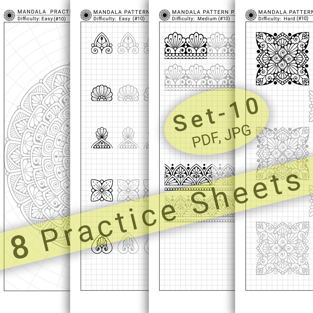 8 Mandala Practice Sheets (set-10) in PDF/JPG for Mandala Practice and ...