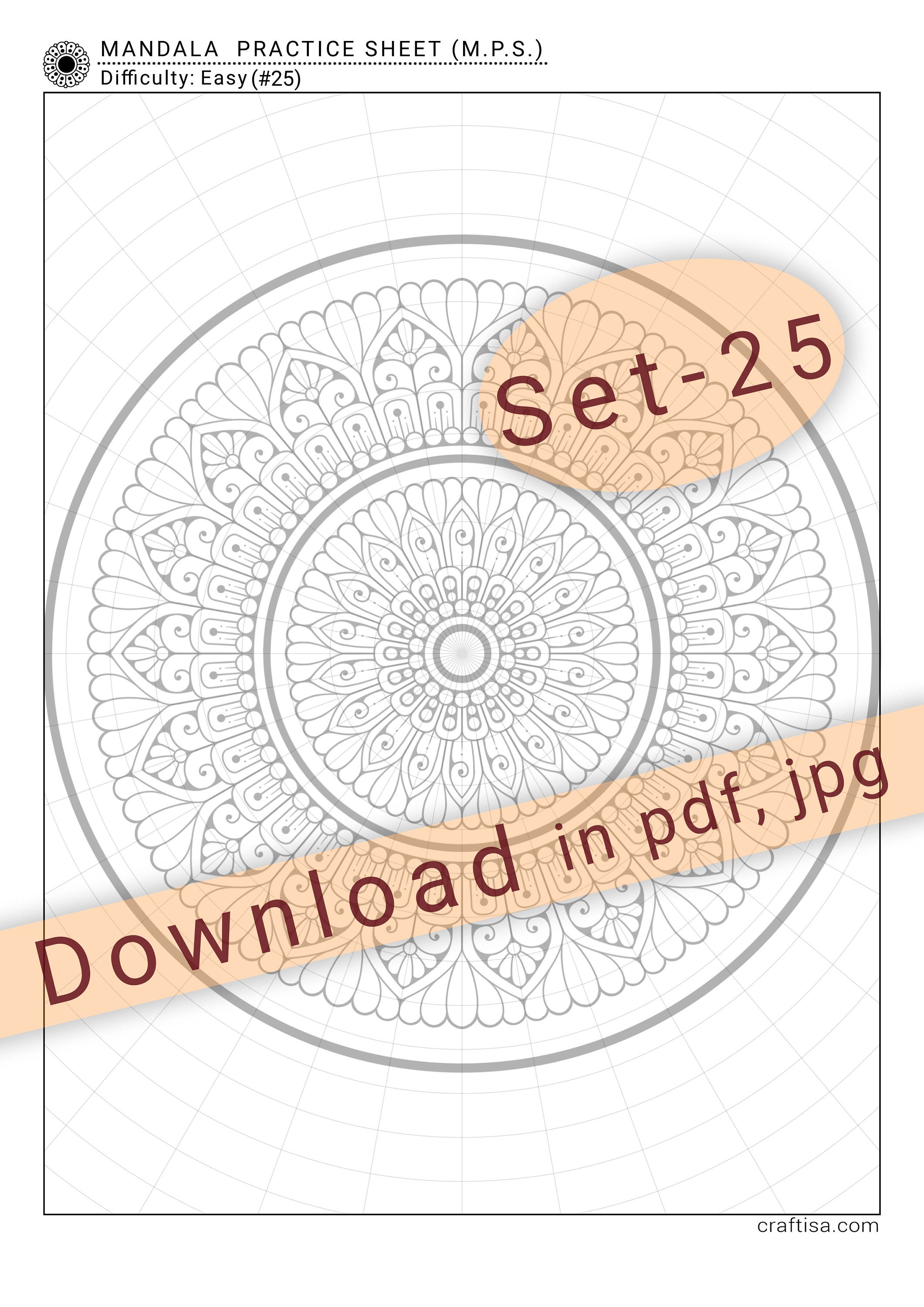 8 Mandala Practice Sheets set-25 in PDF/JPG for Coloring Mandala ...