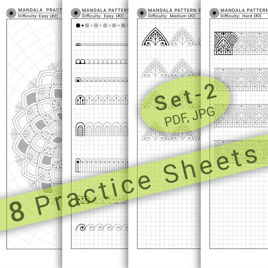 8 Mandala Practice Sheets (set-2) in PDF/JPG for Mandala Practice and ...