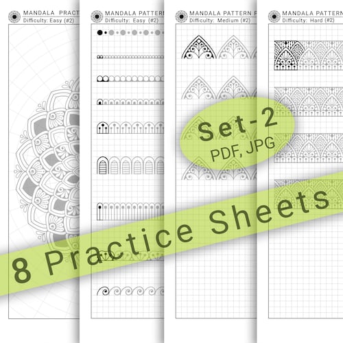 8 Mandala Practice Sheets set-1 in PDF/JPG for Mandala - Etsy