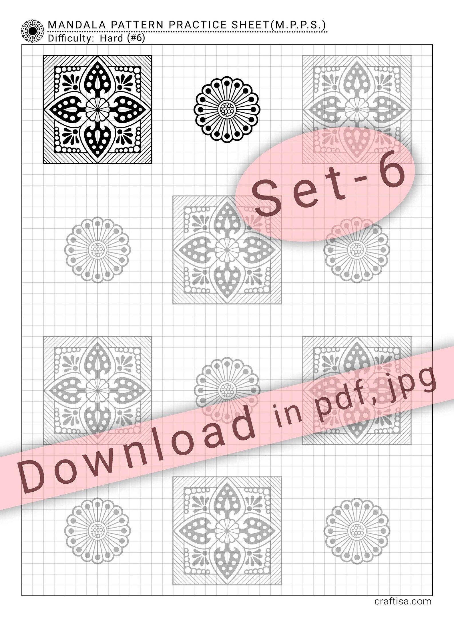 8 Mandala Practice Sheets (set-6) in PDF/JPG for Mandala Practice and ...