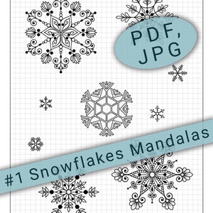 21+ Different Snowflakes Mandala Pattern Practice Sheets, Digital ...