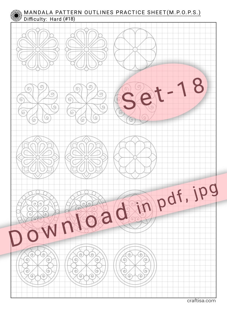 8 Mandala Practice Sheets set-18 in PDF/JPG for Mandala Practice and ...
