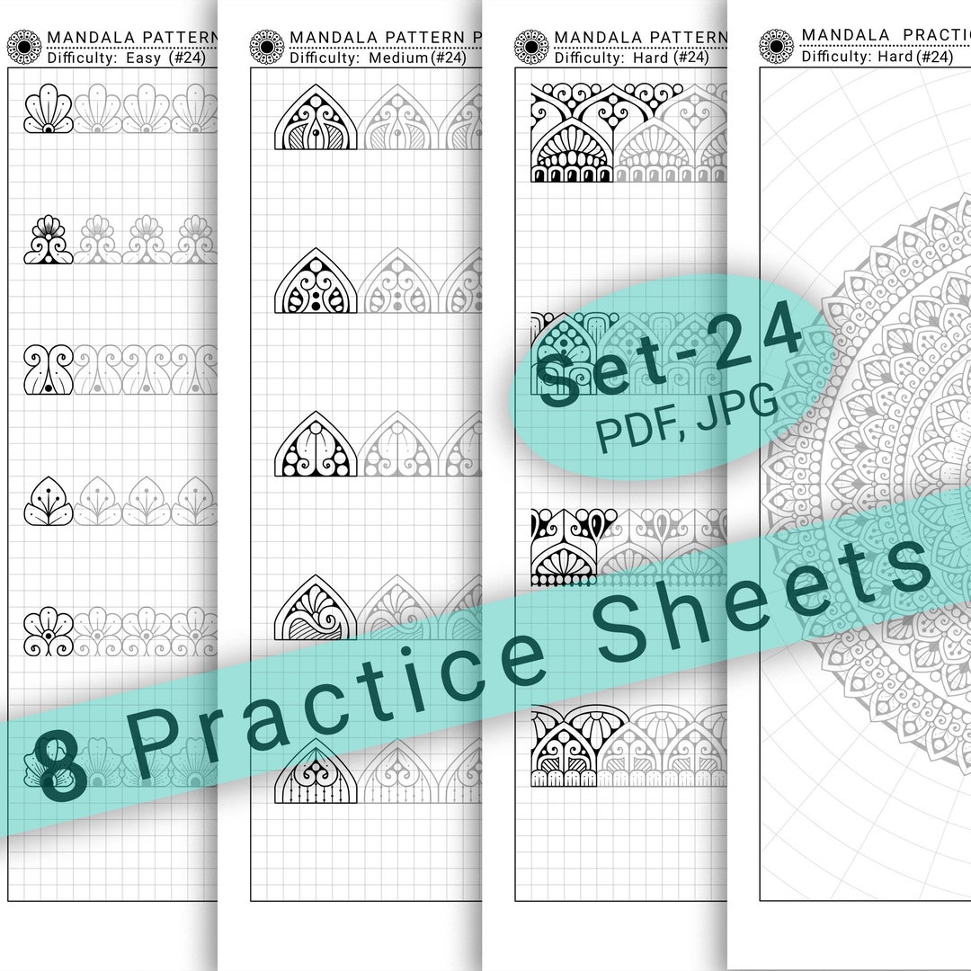 8 Mandala Practice Sheets (set-24) in PDF/JPG for Mandala Practice and ...