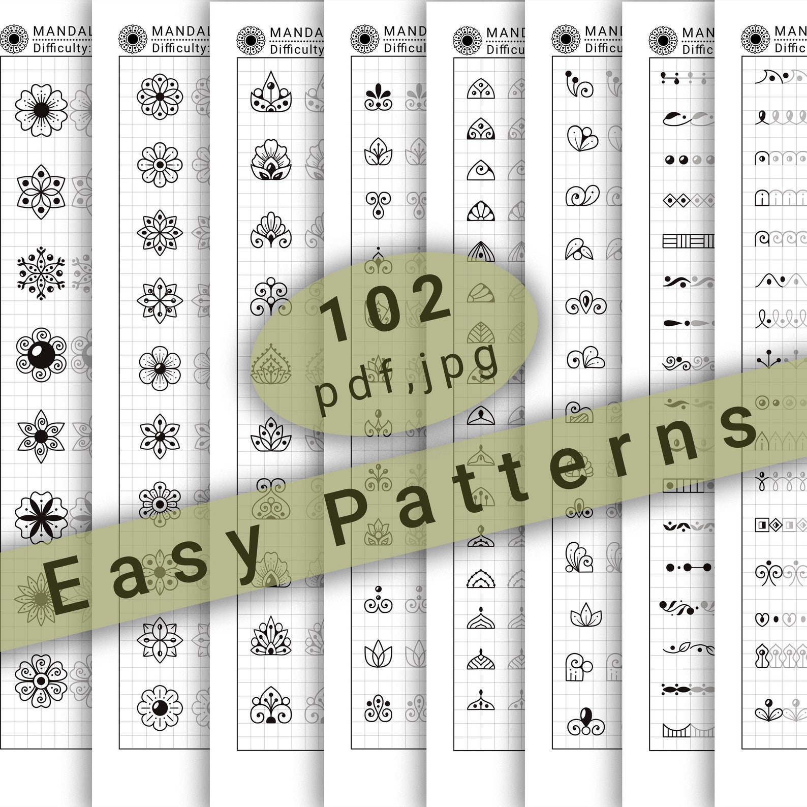 102 Easy Basic Mandala Patterns to Practice in PDF/JPG for Mandala ...