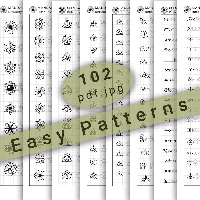 102 Easy Basic Mandala Patterns to Practice in PDF/JPG for Mandala ...