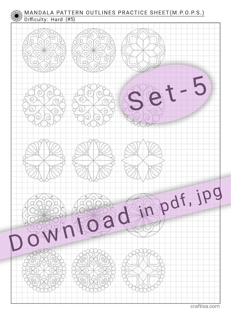 8 Mandala Practice Sheets set-5 in PDF/JPG for Mandala - Etsy