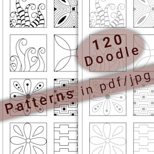 120 Easy Basic Doodle Patterns to Practice in PDF/JPG for Relaxation ...