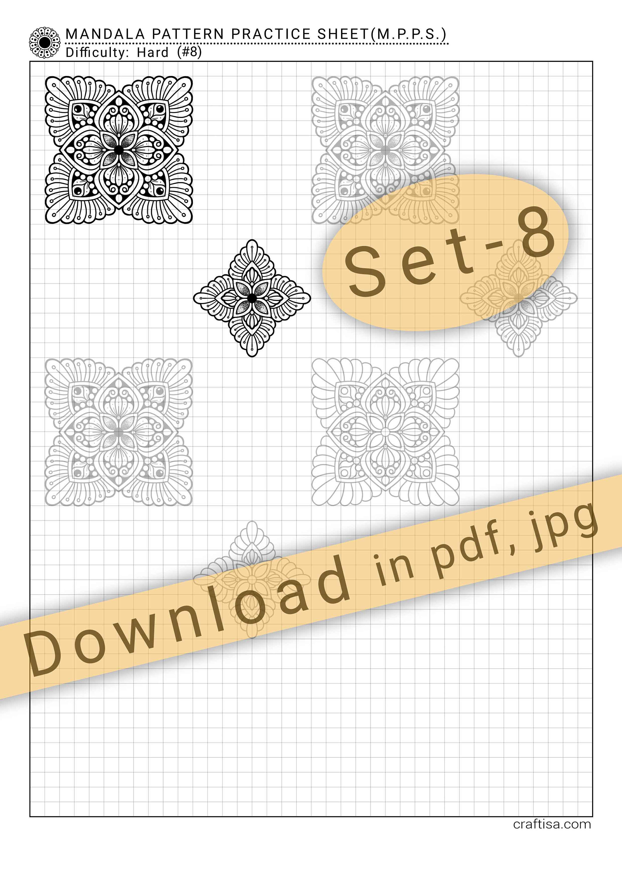 8 Mandala Practice Sheets set-8 in PDF/JPG for Mandala Practice and Art ...