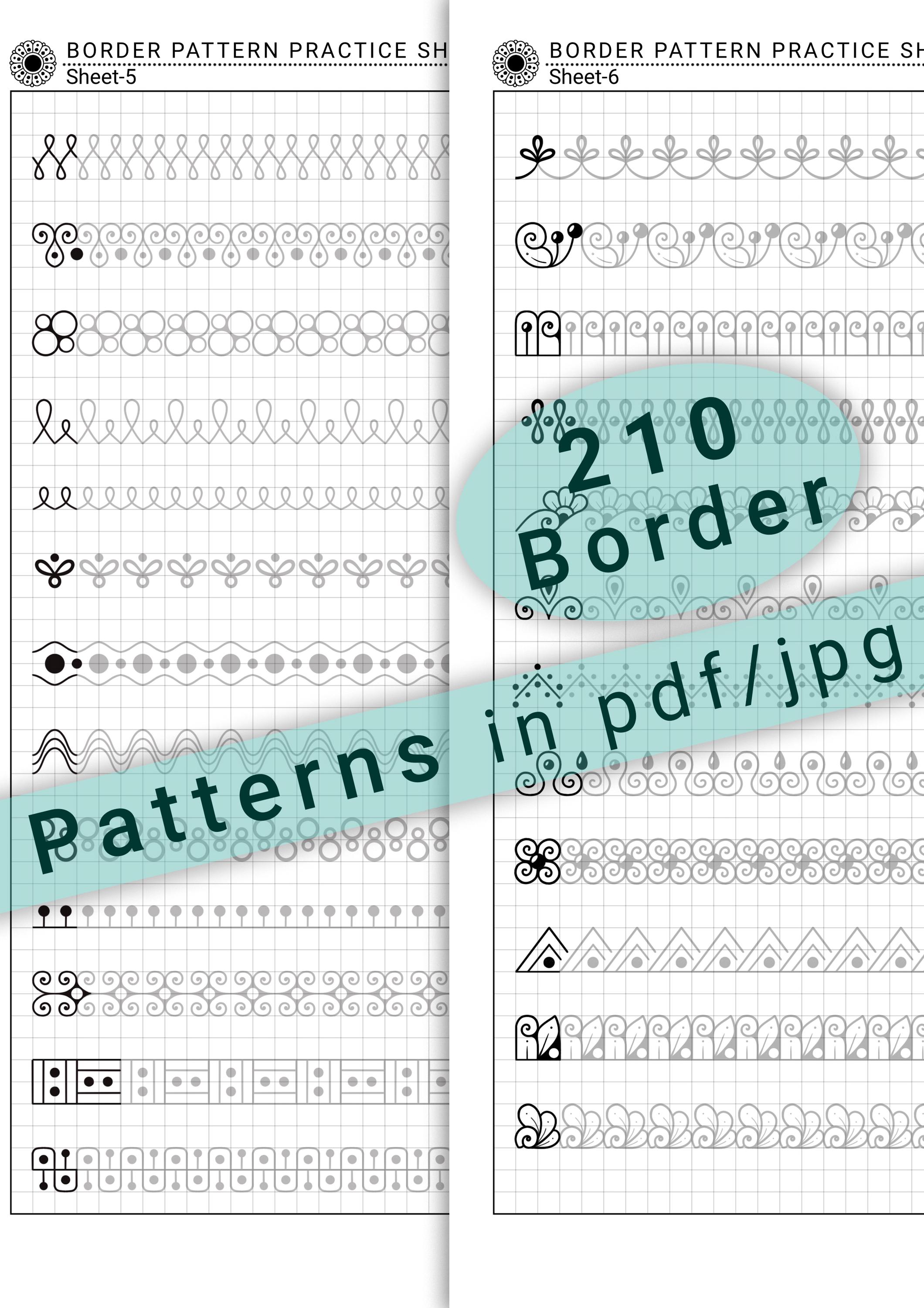 210 Easy Basic Border Patterns to Practice in PDF/JPG for Mandala ...