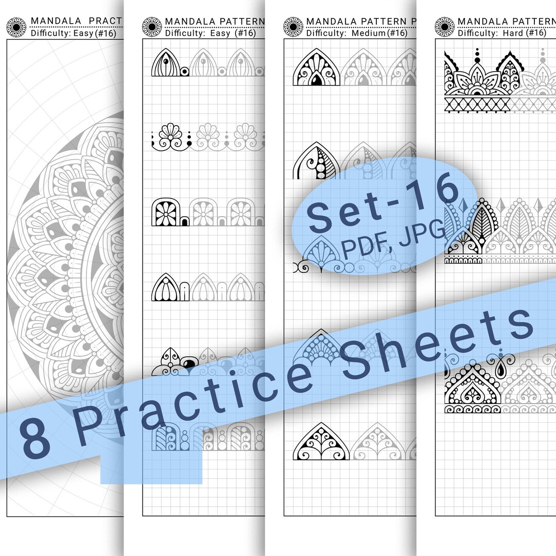 8 Mandala Practice Sheets (set-16) in PDF/JPG for Mandala Practice and ...