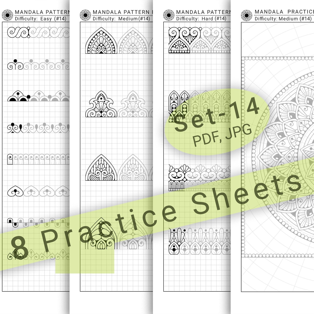 8 Mandala Practice Sheets (set-14) in PDF/JPG for Mandala Practice and ...