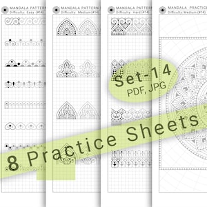 8 Mandala Practice Sheets set-1 in PDF/JPG for Mandala Practice and Art ...