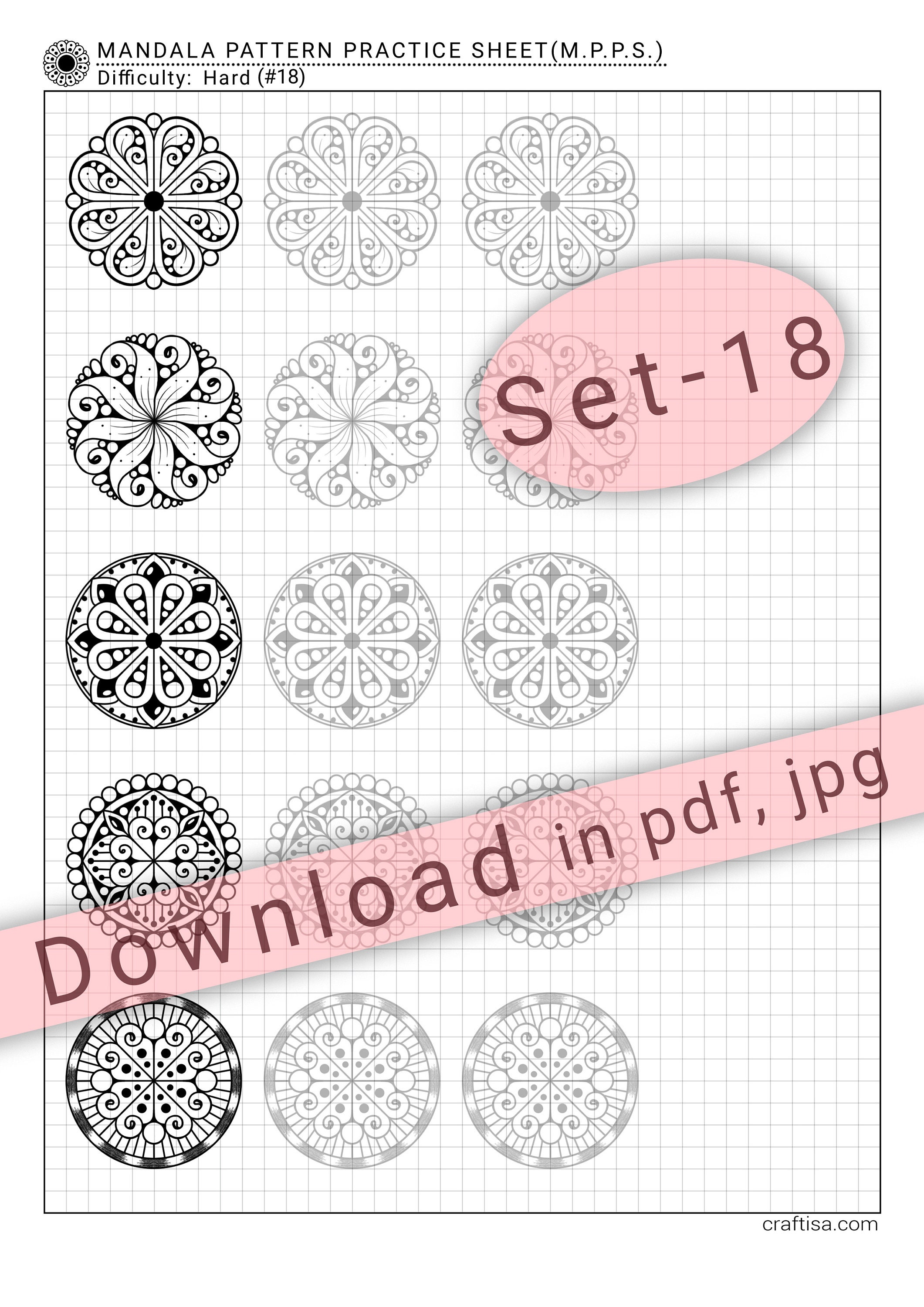 8 Mandala Practice Sheets set-18 in PDF/JPG for Mandala Practice and ...