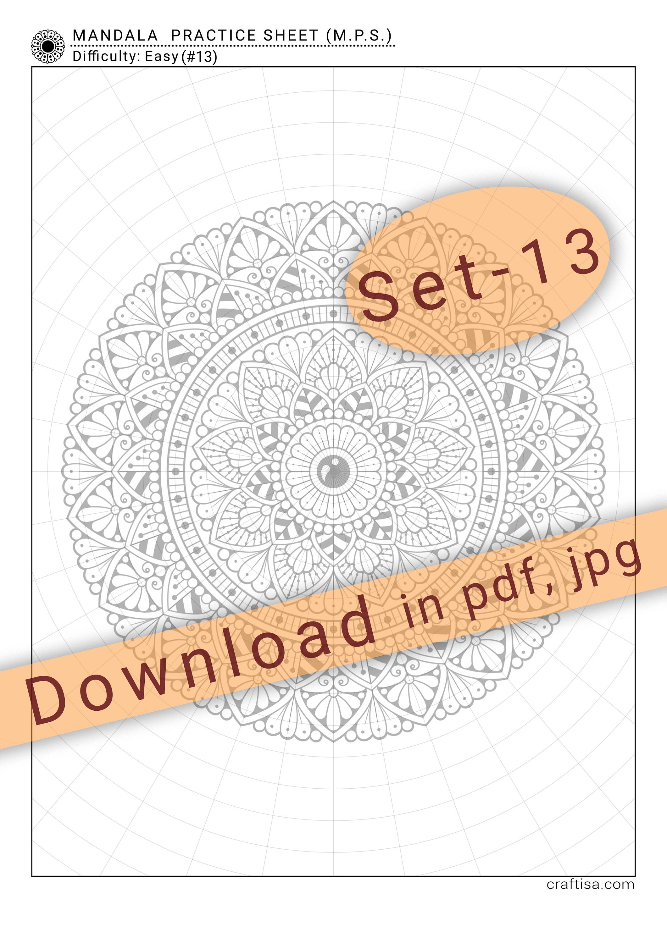 8 Mandala Practice Sheets (set-13) in PDF/JPG for Mandala Practice and ...