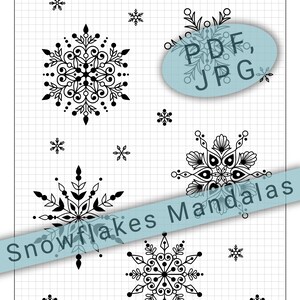 21 Different Snowflakes Mandala Pattern Practice Sheets - Etsy