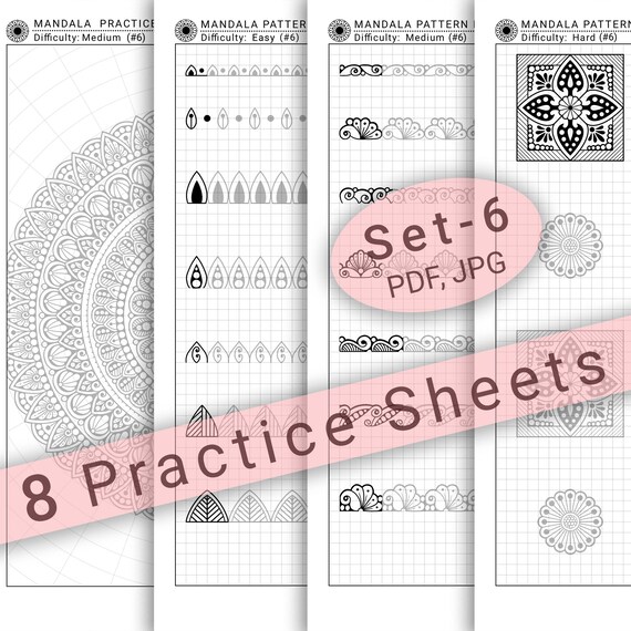 8 Mandala Practice Sheets set-6 in PDF/JPG for Mandala - Etsy