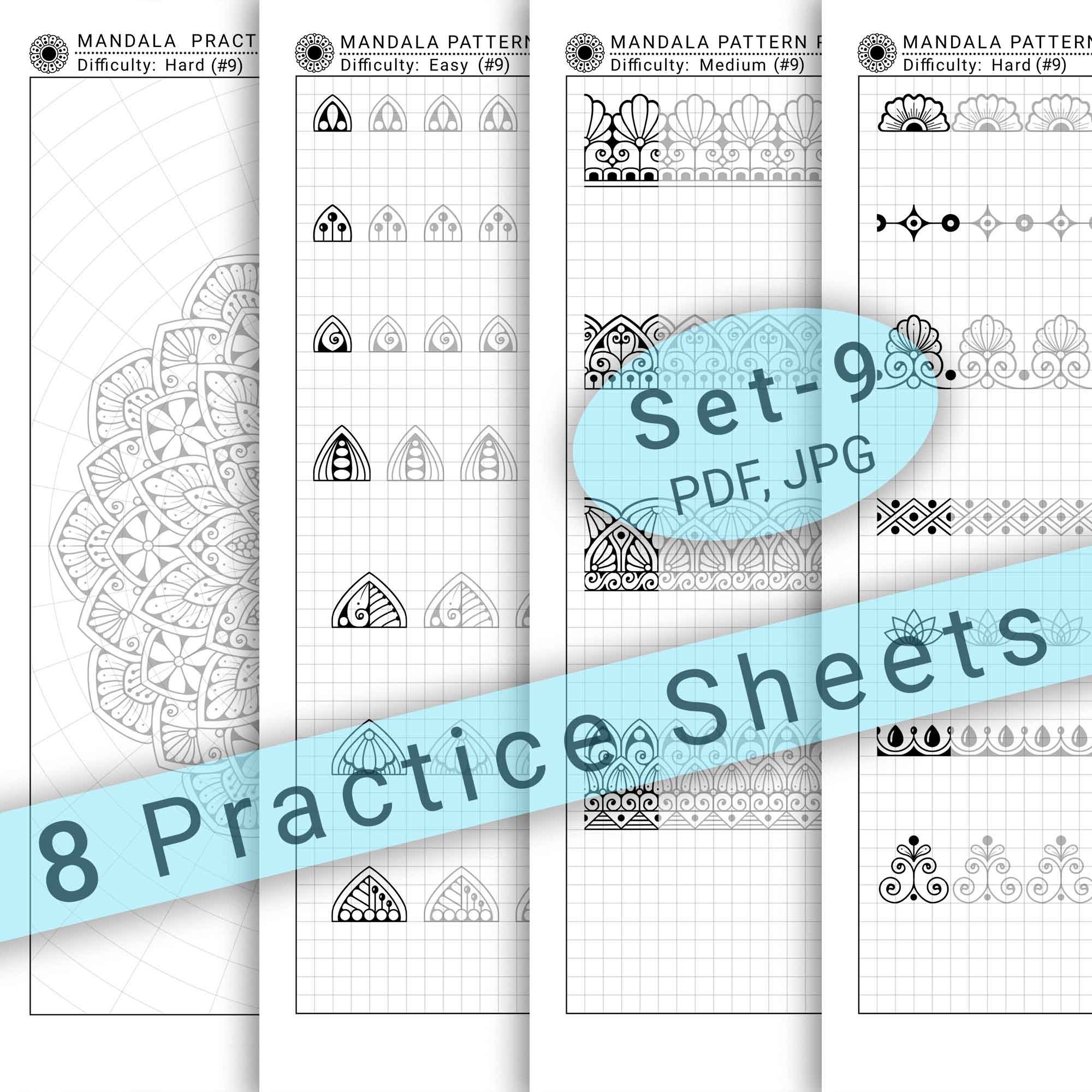 8 Mandala Practice Sheets set-9 in PDF/JPG for Mandala - Etsy