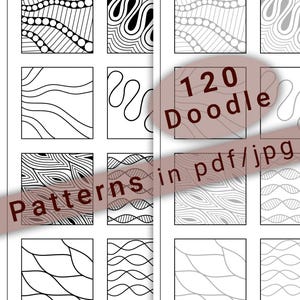120 Easy Basic Doodle Patterns to Practice in PDF/JPG for Relaxation ...