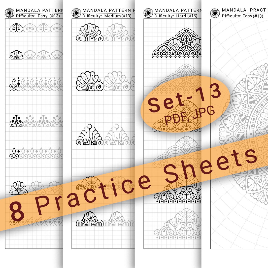 8 Mandala Practice Sheets (set-13) in PDF/JPG for Mandala Practice and ...