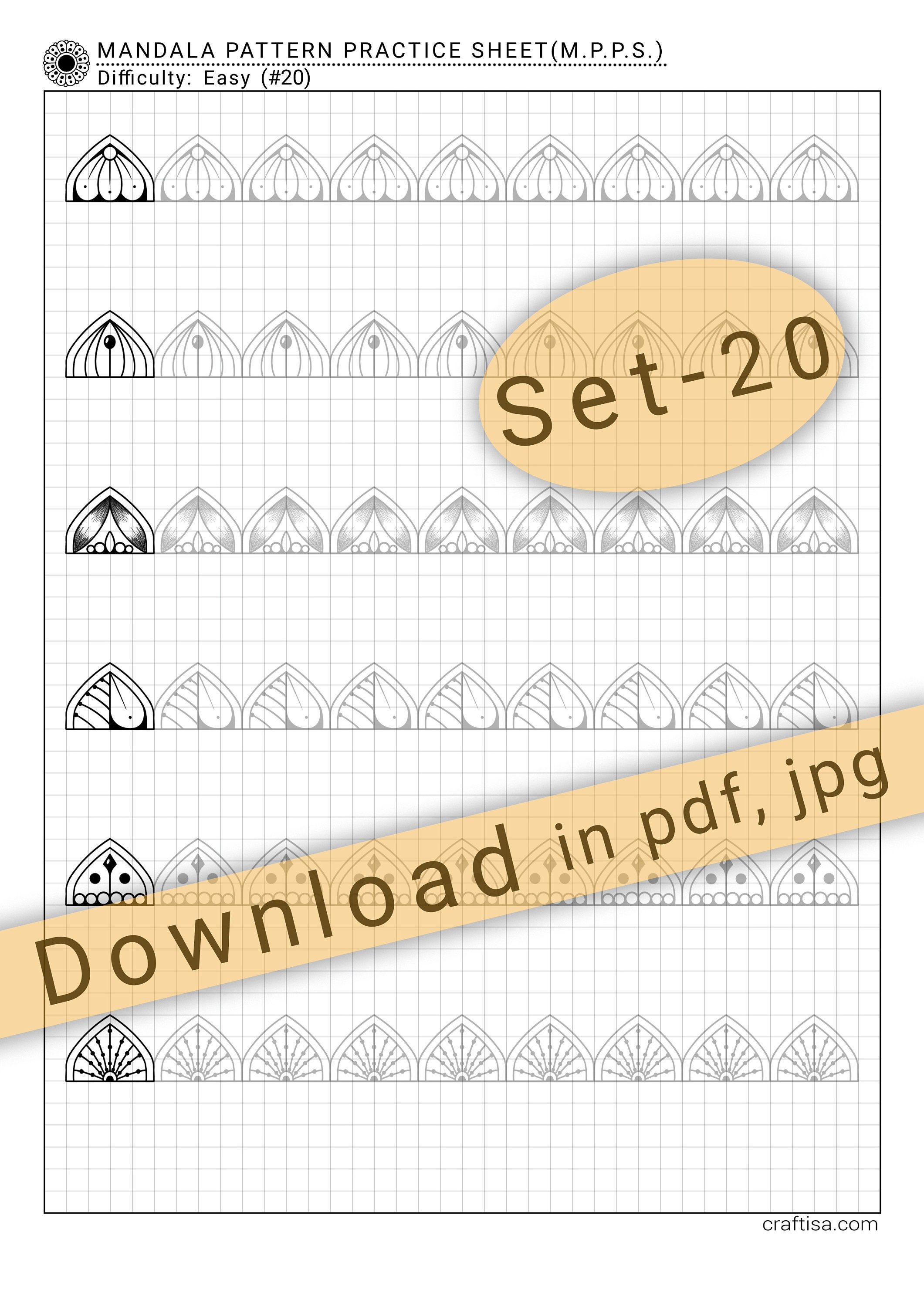 8 Mandala Practice Sheets set-20 in PDF/JPG for Mandala - Etsy
