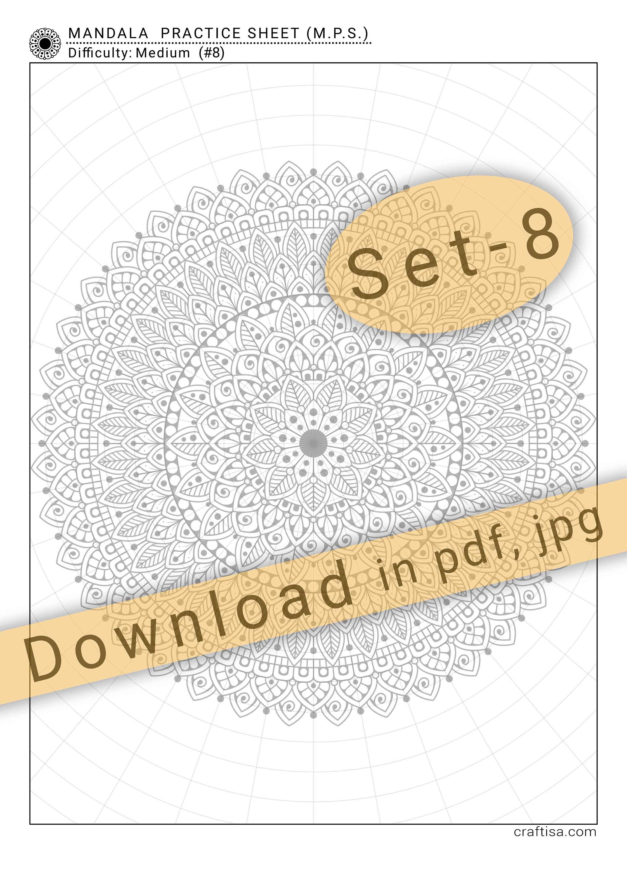 8 Mandala Practice Sheets set-8 in PDF/JPG for Mandala Practice and Art ...