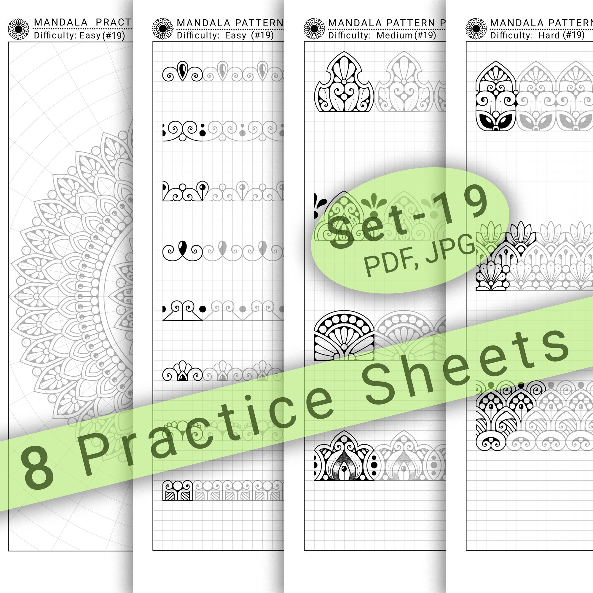 8 Mandala Practice Sheets (set-19) in PDF/JPG for Mandala Practice and ...