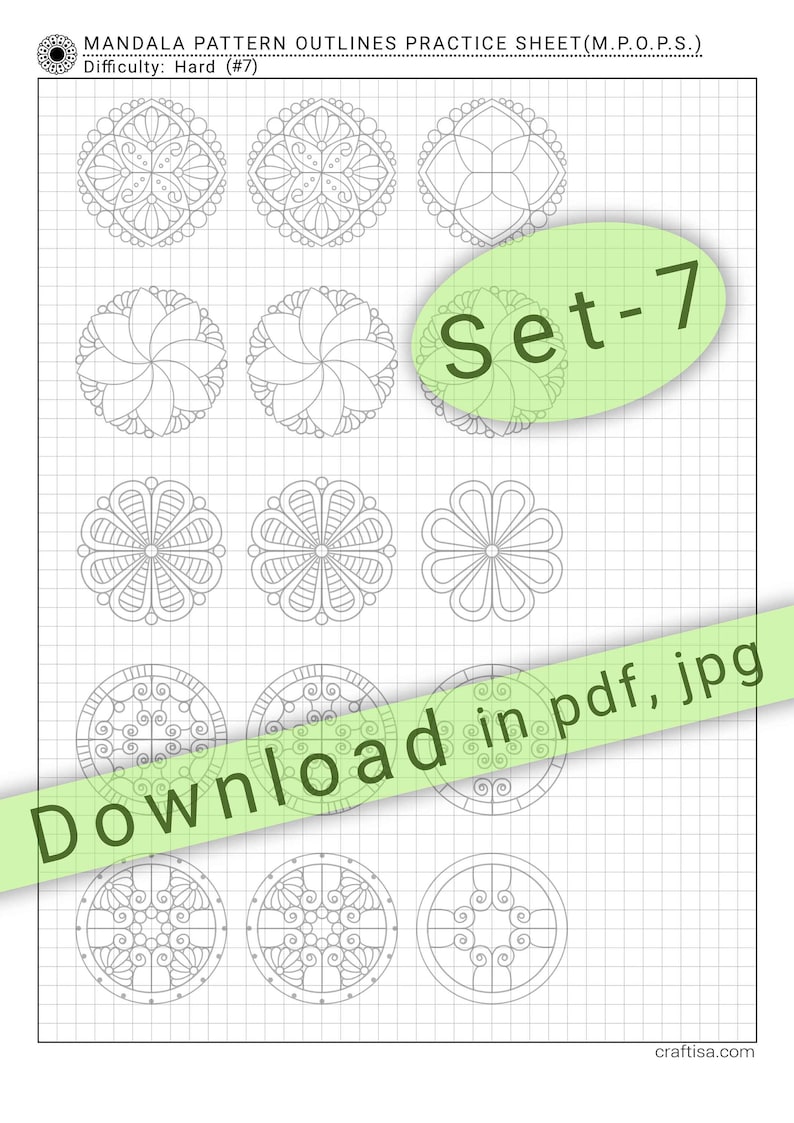 8 Mandala Practice Sheets (set-7) in PDF/JPG for Mandala Practice and ...