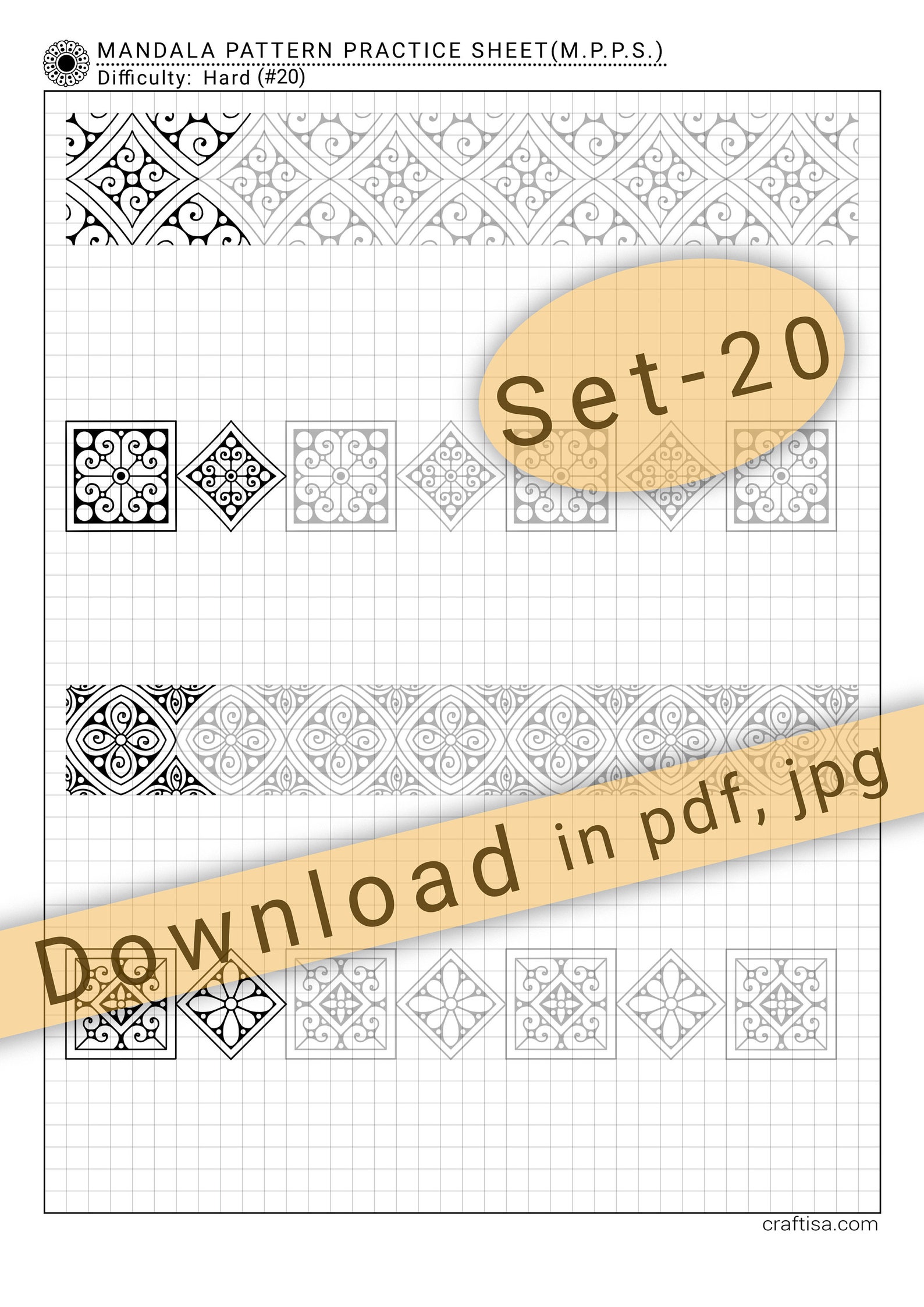 8 Mandala Practice Sheets set-20 in PDF/JPG for Mandala - Etsy