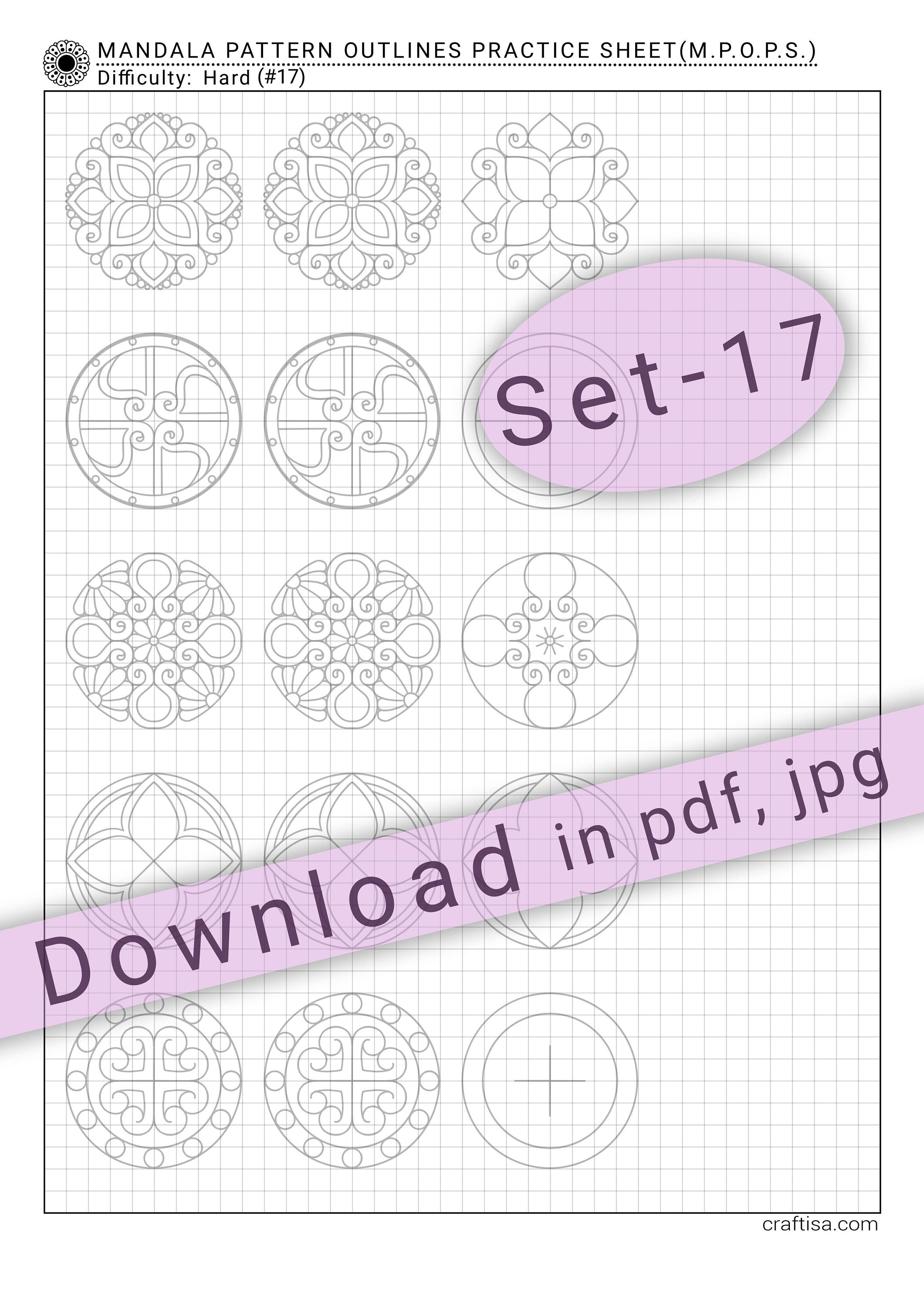 8 Mandala Practice Sheets set-17 in PDF/JPG for Mandala Practice and ...