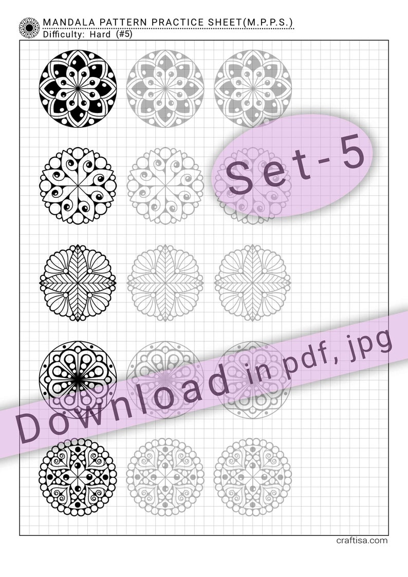 8 Mandala Practice Sheets set-5 in PDF/JPG for Mandala - Etsy