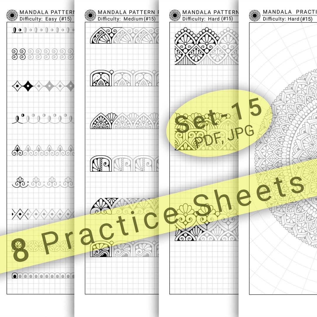 8 Mandala Practice Sheets (set-15) in PDF/JPG for Mandala Practice and ...