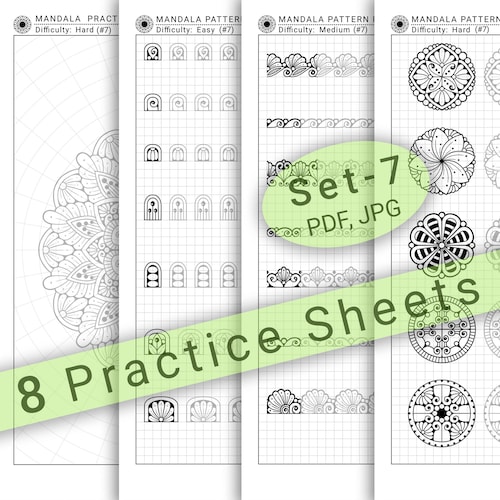 8 Mandala Practice Sheets set-1 in PDF/JPG for Mandala - Etsy